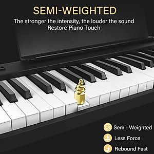 Folding Piano Keyboard,Kmise Electric Keyboard 88 Keys Semi-Weighted Digital Foldable with Bluetooth MIDI Sustain Pedal,Music Sheet Holder,Carrying Bag