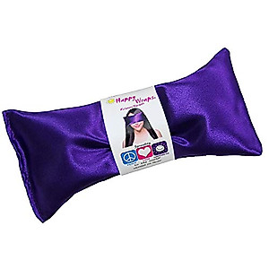 Happy Wraps Lavender Eye Pillow - Hot Cold Aromatherapy Satin Eye Mask for Yoga, Sleeping, Migraines, Stress, Relaxation - Gifts for Women, Birthdays, Coworkers, Christmas - Amethyst