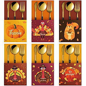 36 Pieces Thanksgiving Cutlery Holder Set for Thanksgiving Turkey Utensil Decor, Silverware Holder for TurkeyThanksgiving Table Decorations