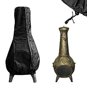 ODOMY Fire Pit Cover Chiminea Cover 28DIAMETER x 40H Patio Outdoor Waterproof Chimney Fire Pit Fountain Protective Garden Heater UV Cover Year Around Protection