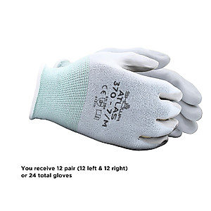 SHOWA Atlas 370W Nitrile Palm Coating Glove, White, X-Large (Pack of 12 Pairs)