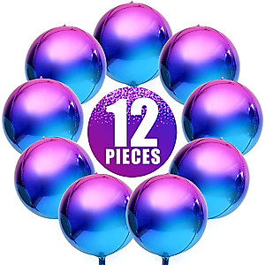 Katchon, Purple Galaxy Balloons - 22 Inch, Pack of 12 | Metallic Purple Balloons, Iridescent Balloons for Galaxy Party Decorations | Purple And Blue Balloons for Blue and Purple Party Decorations