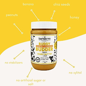 BUDDY BUDDER BARKIN' Banana Pumpkin PUP, Dog Peanut Butter, Healthy Dog Treats, Peanut Butter Dog Treats, Stuff in Toy, Dog Enrichment - Made in USA (Set of 2 / 17OZ Jars)