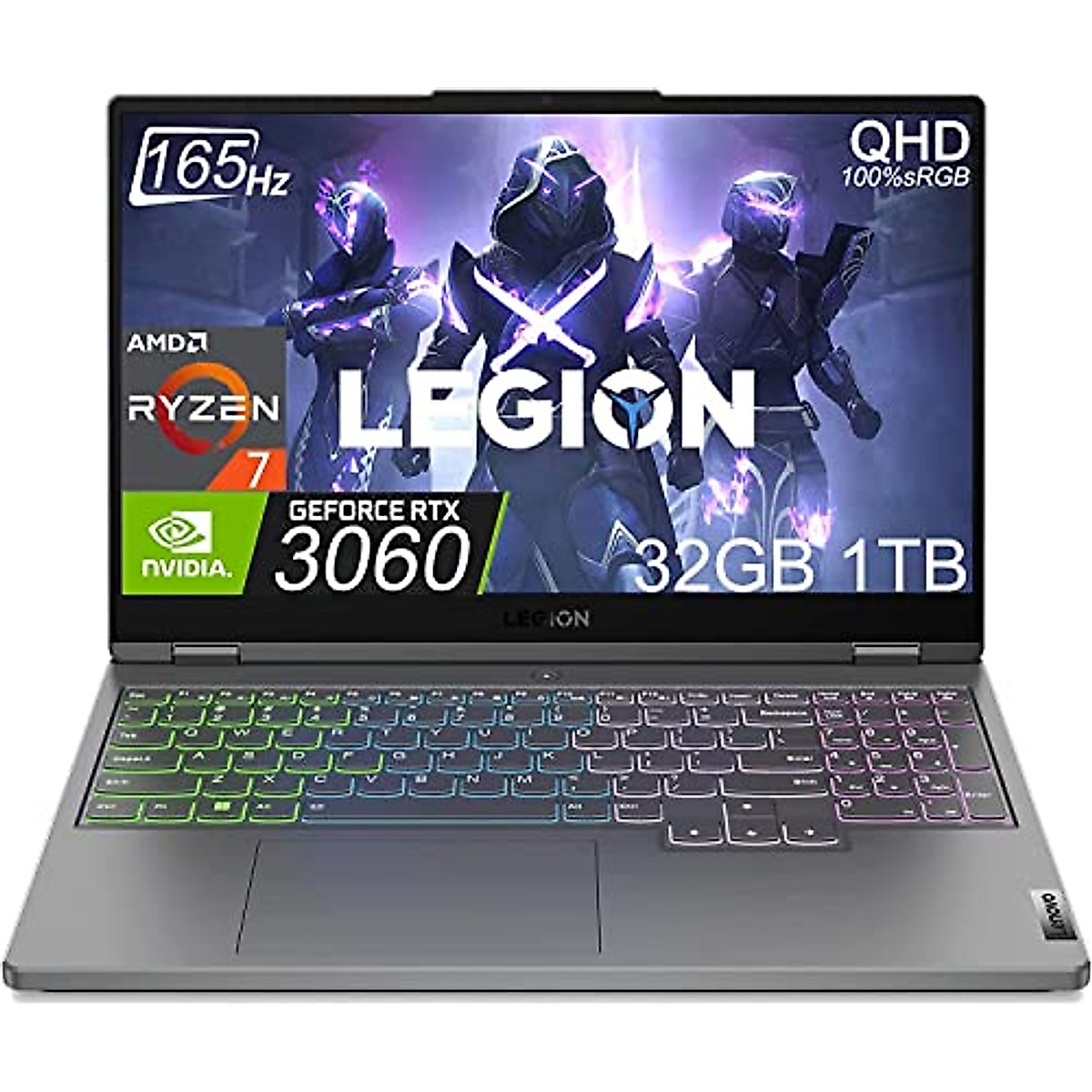 Lenovo Legion 5 Gen 7 15.6" QHD 165Hz (AMD 8-Core Ryzen 7 6800H (Beat i9-11900H), GeForce RTX 3060 6GB 140W, 32GB DDR5 RAM, 1TB PCIe SSD) RGB Backlit Gaming Laptop, WiFi 6E, 3D Nahimic, Win 11 Pro