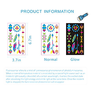 160 PCS Glow in The Dark Temporary Tattoos - Neon UV Blacklight Reactive Light Face Flash Tattoo Stickers,Festival Accessory Party Favors Supplies,Temp Great for EDM EDC Party Rave Parties 20 Sheet