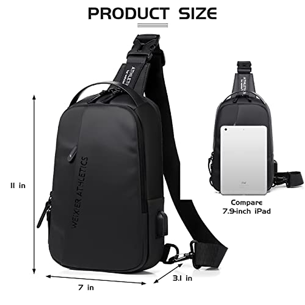 Konelia Crossbody Sling Bag Men Backpack Shoulder Bag Waterproof Chest Bag Backpack for Hiking Walking Biking Travel Cycling