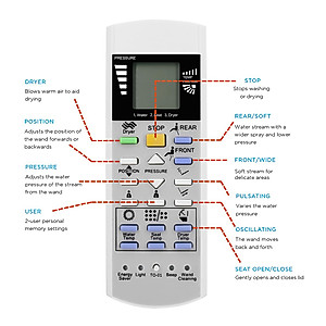 Replacement Remote Control for TOTO Washlet Bidet Toilet Seat G450 G400 with Mounting Bracket