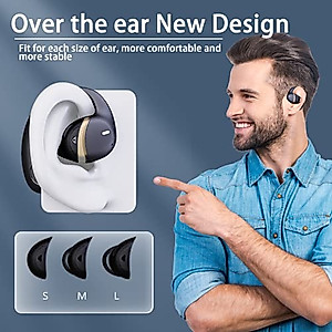 Loluka Open Ear Air Conduction Wireless Ear Clip Headphones Bluetooth Earbuds 10Hrs Playtime with LED Power Display True Wireless Earbuds Stereo HiFi Music IPX4 Waterproof