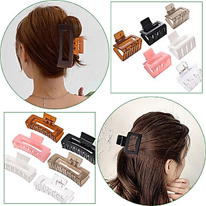 Alemaky 12 Pack Square Claw Clips, Big and Small Neutral Rectangle Hair Claw Clips, Non-slip Matte Large Hair Clips for Women,Strong Hold jaw clip for Thick Thin Hair (clear Jelly colour)