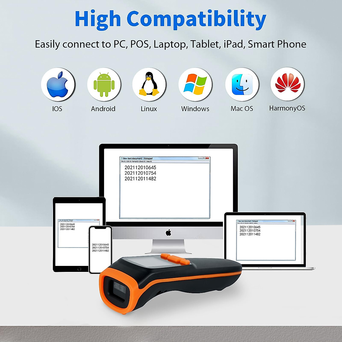 OBZ Mini 2D Bluetooth Barcode Scanner with LCD Screen Display, 3-in-1 Bluetooth & USB Wired & 2.4G Wireless Bar Code Scanner Portable QR Code Scanner for Tablet iPhone MacOS Android iOS Windows PC POS