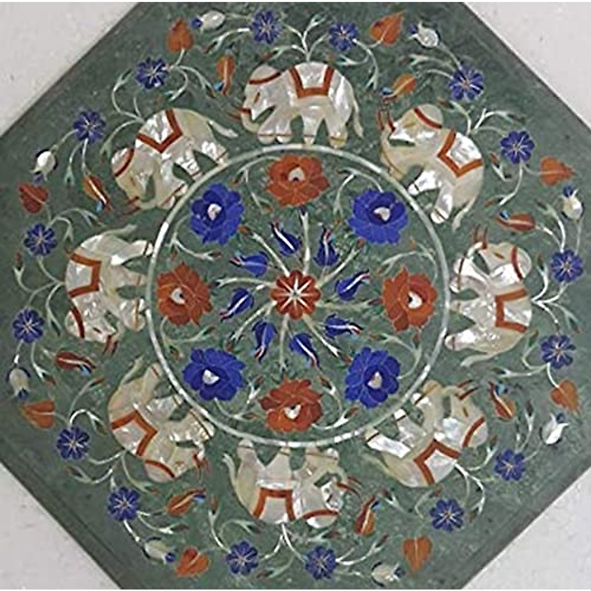 Green Marble Octagon Coffee Table Top Pietra Dura Ballard Designs Z Gallerie Dinner Table Pietra Dura, Green Marble Hot Plate, Piece Of Conversation, Family HeirLoom