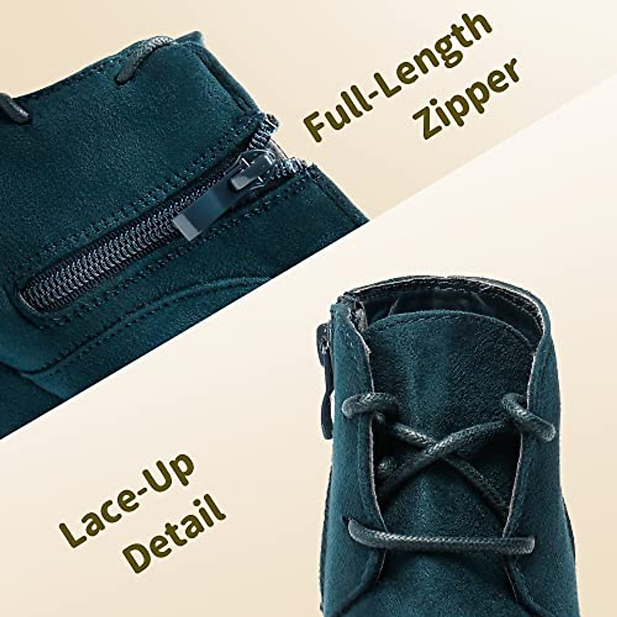 DREAM PAIRS Girls Low Wedge Heel Booties Side Zipper Ankle Boots Tomson-K Navy Size 2 Little Kid