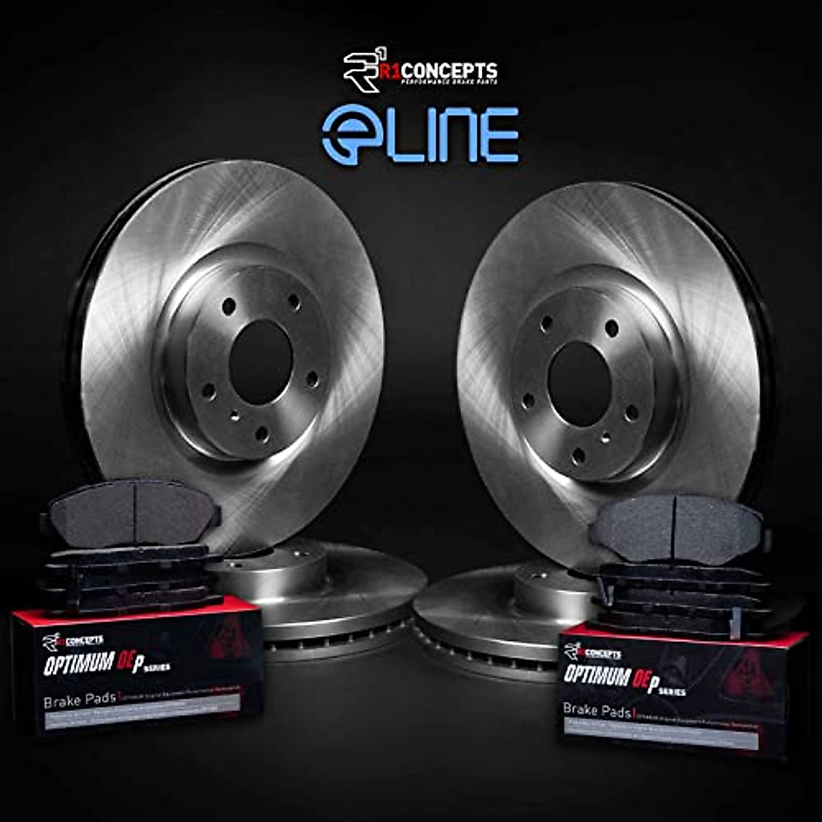 R1 Concepts Front Rear Brakes and Rotors Kit |Front Rear Brake Pads| Brake Rotors and Pads| Optimum OEp Brake Pads and Rotors|fits 2018-2022 Buick Encore; Chevrolet Trax