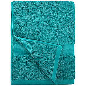 Amazon Basics 6-Piece Fade Resistant Bath towel, Hand and Washcloth Set - Cotton, Teal, 14.25"L x 10.85"W