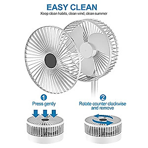 Maelifu Folding Fan Quiet 3- Speed Wind Highly Stretchable Simulated Natural Wind 180 ° Adjustment Battery Powered or USB Powered Home Desk Bedroom Portable Travel Mini Decorative Fan (White) (White)