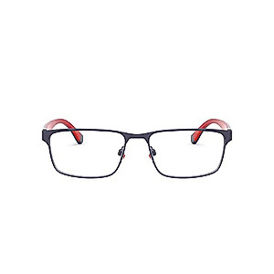 Emporio Armani Men's EA1105 Rectangular Sunglasses, Matte Blue/Demo Lens, 56 mm