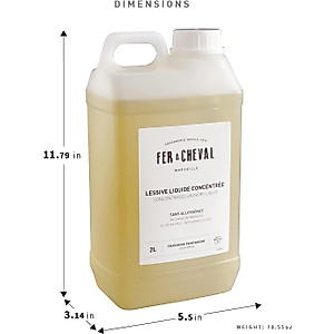 Fer à Cheval Concentrated Laundry Liquid, Allergen Free with Marseille Soap Laundry Detergent Liquid, Organic Washing Detergent Laundry Soap, Fresh Spring, 2L/67.6oz