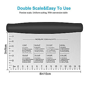 Bench Scraper, UUBAAR 1 PCS Dough Scraper Tool Kitchen Scraper, Multi-Purpose Stainless Steel Food Scraper Chopper, 6-Inch Bench Knife for Baking Cooking, Dough Cutter with Contoured Grip