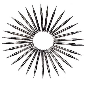 JINGLING 30Pcs 3.2mm Tapered Point Diamond Grinding Bit 1/8" Cone Rotary Burrs for Dremel