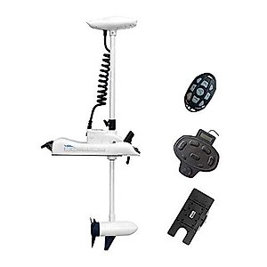 AQUOS Haswing White 12V55LBS 48inch Bow Mount Trolling Motor with Remote Control, Wired Foot Control, Quick Release Bracket for Inflatable Boat Bass Boat Aluminum Boat Fishing Freshwater/Saltwater