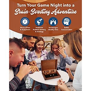 WE Games Shut The Box Game with 12 Numbers in an Old World Styled Wood Box with a Lid and a Brass Latch