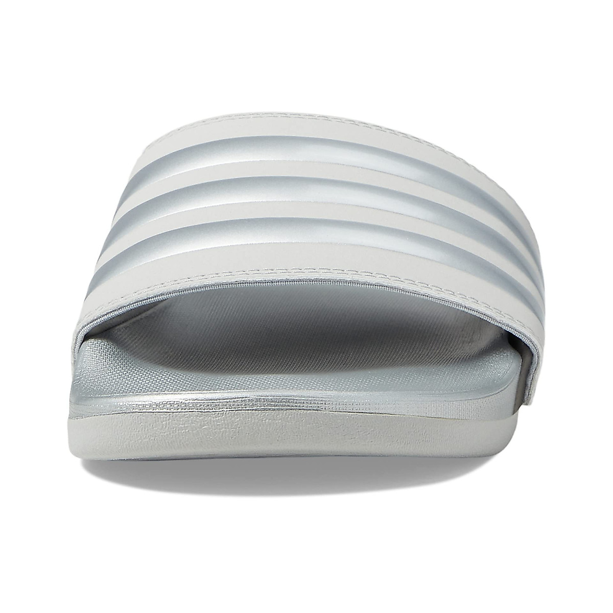 adidas Women's Adilette Comfort Slides Sandal, Grey/Silver Metallic/Grey, 8