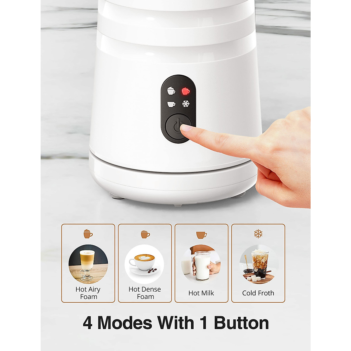 Milk Frother and Steamer, 4-in-1 Milk Frother for Coffee Electric Double Wall, Hot & Cold Foam Milk Heater with Strix Temperature Controls, Auto Shut-Off, for Cappuccino, Coffee, Macchiato (white)