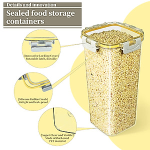Sekonow Airtight Food Storage Containers with Innovative Lids, 6Pcs 0.75L-6.5L Large Clear Plastic Kitchen Storage Containers for Pantry Organization and Storage, Cereal, Flour and Sugar Containers