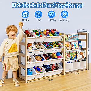 Large Toy Storage Organizer with 12 Toy Bins, Toy Organizers and Storage with Bookshelf for Kids, Playroom Organization and Storage Bins