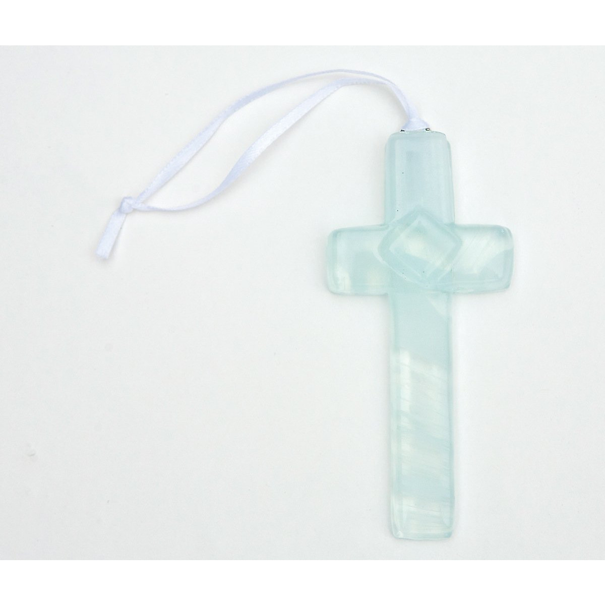 On Your Baptism Beautiful Baby Handmade Aqua Glass Cross - Treasured Baptism Gift for Baby Girl or Boy
