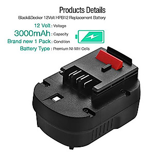 Powerextra 12V 3.7Ah HPB12 Replacement Battery Compatible with Black & Decker 12V HPB12 A1712 FS120B FSB12 A12 A12-XJ A12EX FS120B FSB12 (2 Pack hpb12)