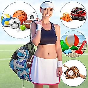 Shappy 4 Pack Extra Large Sports Ball Bag Mesh Soccer Basketball Bags Large Mesh Bag with Adjustable Shoulder Strap Ball Bags for Football Volleyball Gym Sports Equipment, 30 x 40 Inches
