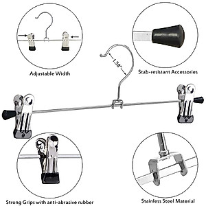 NORTHERN BROTHERS Shorts Hangers 50 Pack, Jeans Hangers for Closet Heavy Duty Clothes Hangers for Trousers Shirt Slim Hangers for Men Women