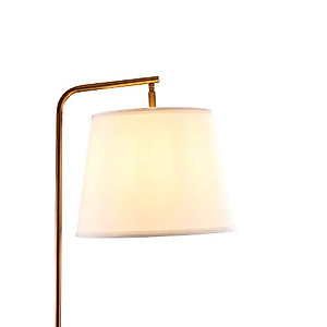 Teamson Home Lilah Floor Lamp End Table with Storage Shelf and Built-in USB, White/Brass