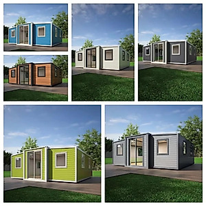 20 Ft Portable prefabricated Tiny Home 40 Ft Houses to Live in Double Wings Folding Design for Home or Office Use，Customizable 1 2 3 4 Rooms
