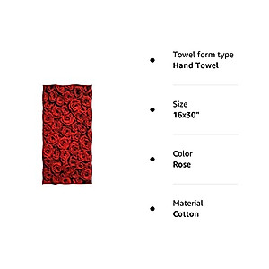 Naanle 3D Beautiufl Natural Red Roses Print Valentine's Day Soft Guest Hand Towel for Bathroom, Hotel, Gym and Spa (16 x 30 Inches)