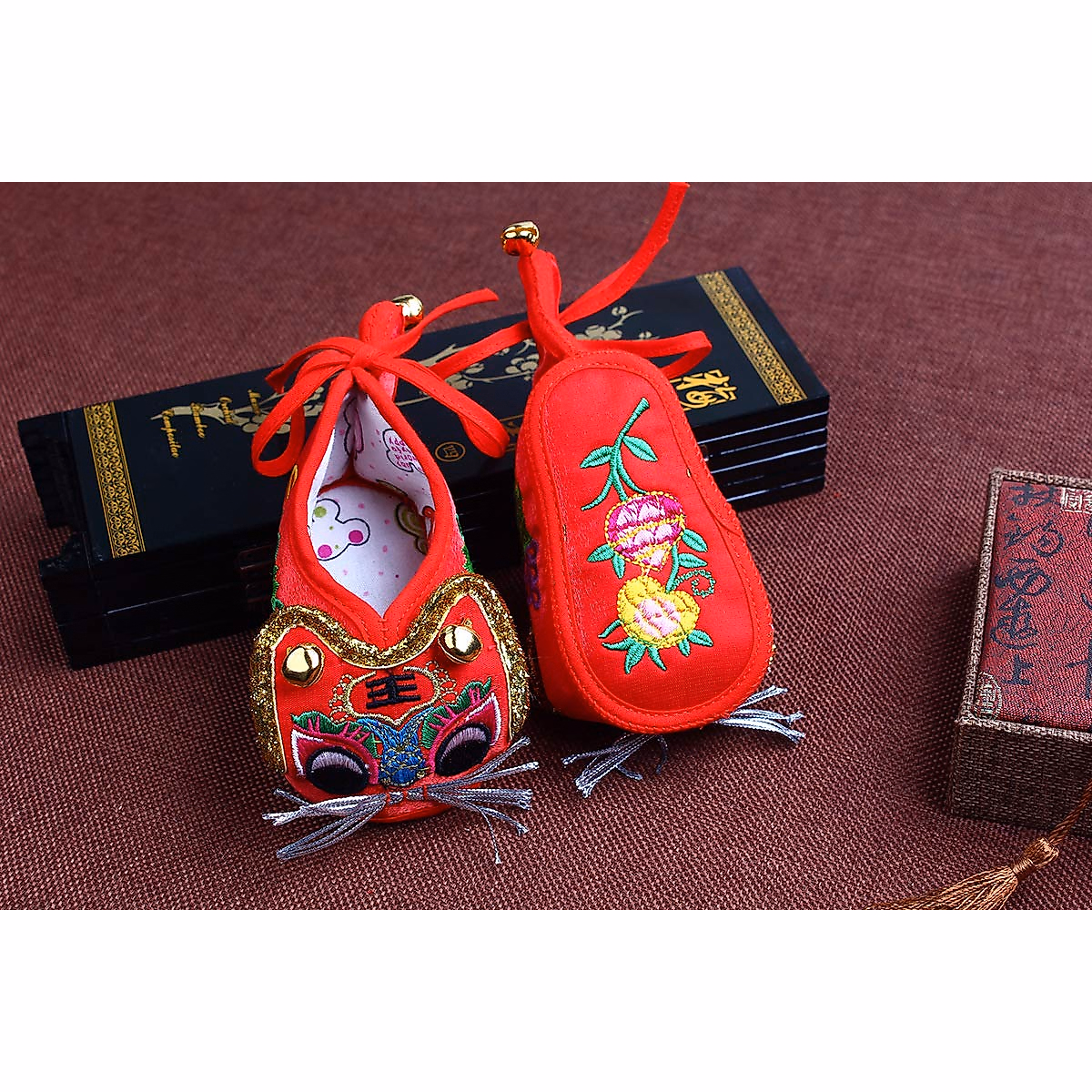 Coco Dolphin Baby Tiger Shoes 6 Month Infant Boy Girl Baby Gift Chinese New Year Asian Tang Traditional 100 Day Celebration Red