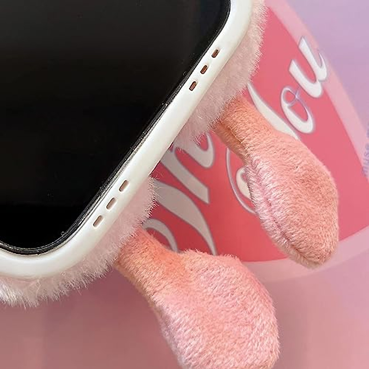 Tewwsdi Compatible for iPhone 14 Phone Case Cute,Kawaii 3D Doll DIY Hair Braids Camera Protector Plush Case,Winter Warm Furry Funny Case for iPhone 14 Women Girls(Green Braids)