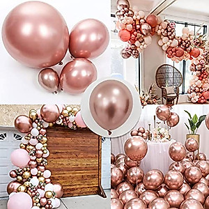 Metallic Rose Gold Balloons, 86pcs 18/12/10/5 Inch Different Sizes Metallic Rose Gold Balloon Garland Arch kit for Wedding Valentines Baby Shower Birthday Christmas Party Decorations (Rose Gold)