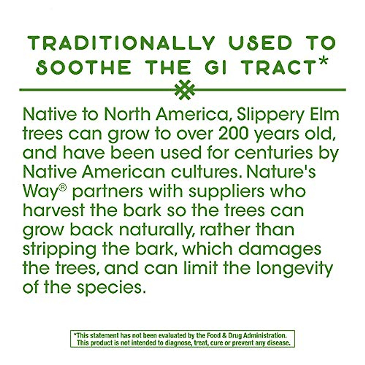 Nature's Way Slippery Elm Bark, Traditional Support to Soothe GI Tract*, 100 Vegan Capsules