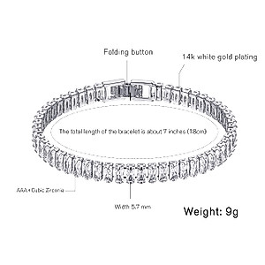 InzheG Silver Tennis Bracelet Cute Cubic Zirconia Crystal Bracelet 7 Inches Cute Charm Diamond Tennis Bracelet Chain Trendy Dainty Summer Jewelry for Women Girls