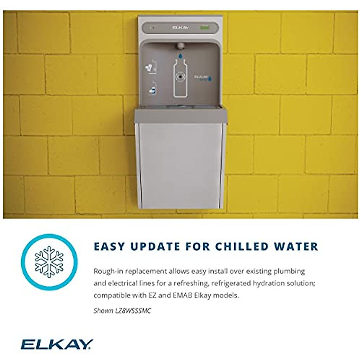 Elkay EZH2O Refrigerated Surface Mount Bottle Filling Station, Non-Filtered, 8GPH, Stainless Steel