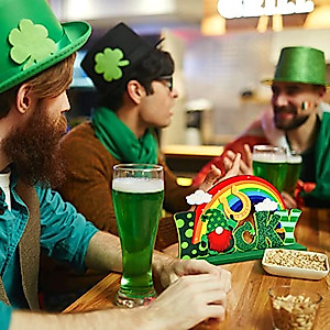 Hommtina 3 Pcs St. Patrick's Day Decorations Cute Saint Patricks Day Wooden Table Decorations Home Decor Centerpieces Blocks Shamrock Clover Irish Patty's Tiered Tray & Table Top Sign Decor for Office Dining Room