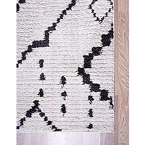 Unique Loom Morocco Collection Tribal, Southwestern, Bohemian Area Rug, 5' 0" x 8' 0", Ivory/Black