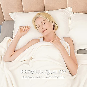 RECYCO Fleece Blanket for Bed, Thick Fuzzy Warm Soft Large Blankets King Size, Ivory White, 108"x90"