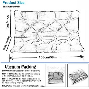 Waterproof Bench Cushion with Backrest,Soft Garden Bench Cushions with Backrest and Ties Non-Slip Bench Pads, Porch Patio Swing Overstuffed Waterproof Bench Chair cushions ( Orange 40x59 inch)