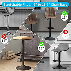 2 Pack Bar Stools Leg Protectors Ring, Non Slip Silicone Chair Leg Floor Protector, Pads Bottom Protect Wooden Floor No Scratches No Noise Anti-slip, Stretchable Fits 14.5" to 16.5" Chair Base, Black