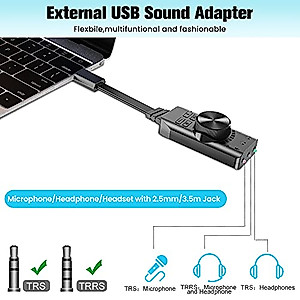USB Sound Card Adapter BENGOO 7.1 Channel External Audio Adapter Stereo Sound Card Converter 3.5mm AUX Microphone Jack for Gaming Headset Earphone PS4 Laptop Desktop Windows Mac OS Linux, Plug Play