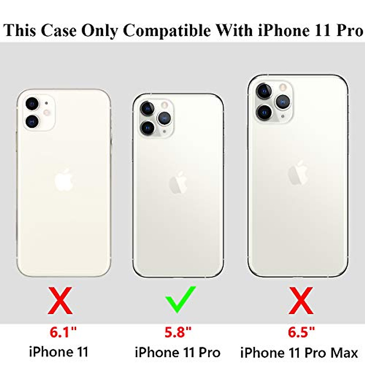 Vofolen Case for iPhone 11 Pro Case Wallet Credit Card Holder Slot Sliding Door Hidden Pocket Anti-Scratch Dual Layer Hybrid TPU Protective Hard Shell Back Cover for iPhone 11 Pro 5.8 inch Black