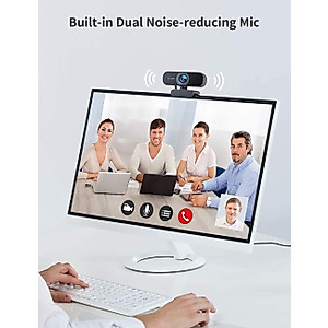 1080P Webcam, Desktop Camera with Dual Microphones, for PC/Mac Book/Laptop. Suitable for Windows, MacOS, NetWare, Linux
